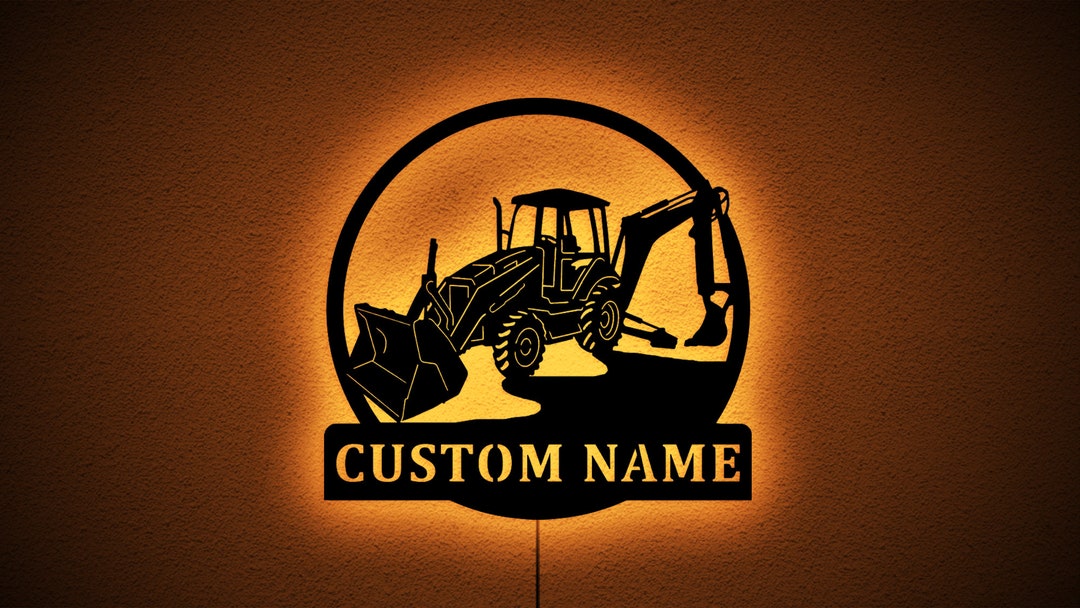 Custom Backhoe Wall Art With RGB LED Lightsconstruction Zone - Etsy