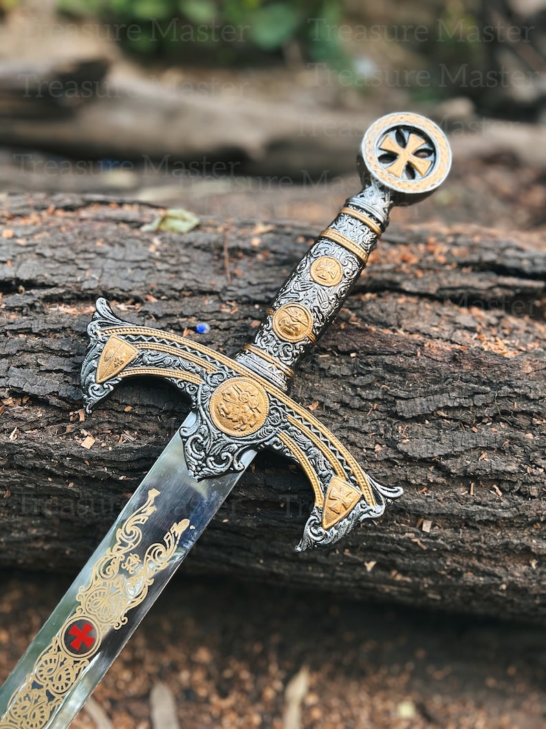 Knights Sword, Holy Sword for Templers Sword With Leather Sheath ...