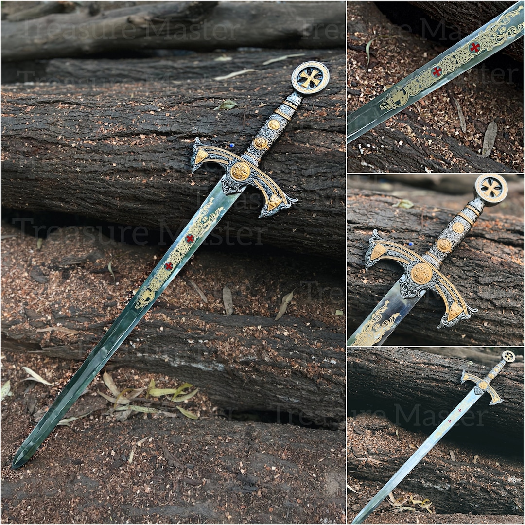 Knights Sword, Holy Sword for Templers Sword With Leather Sheath ...