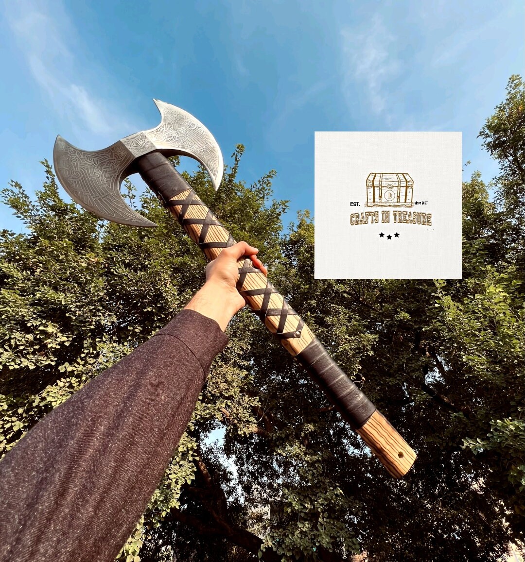 Double Blade Viking Axe Custom Hand Forged Steel Double - Etsy