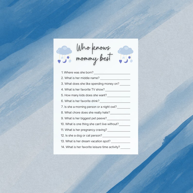 Who Knows Mommy Best Baby Shower Game How Well Do You Know - Etsy