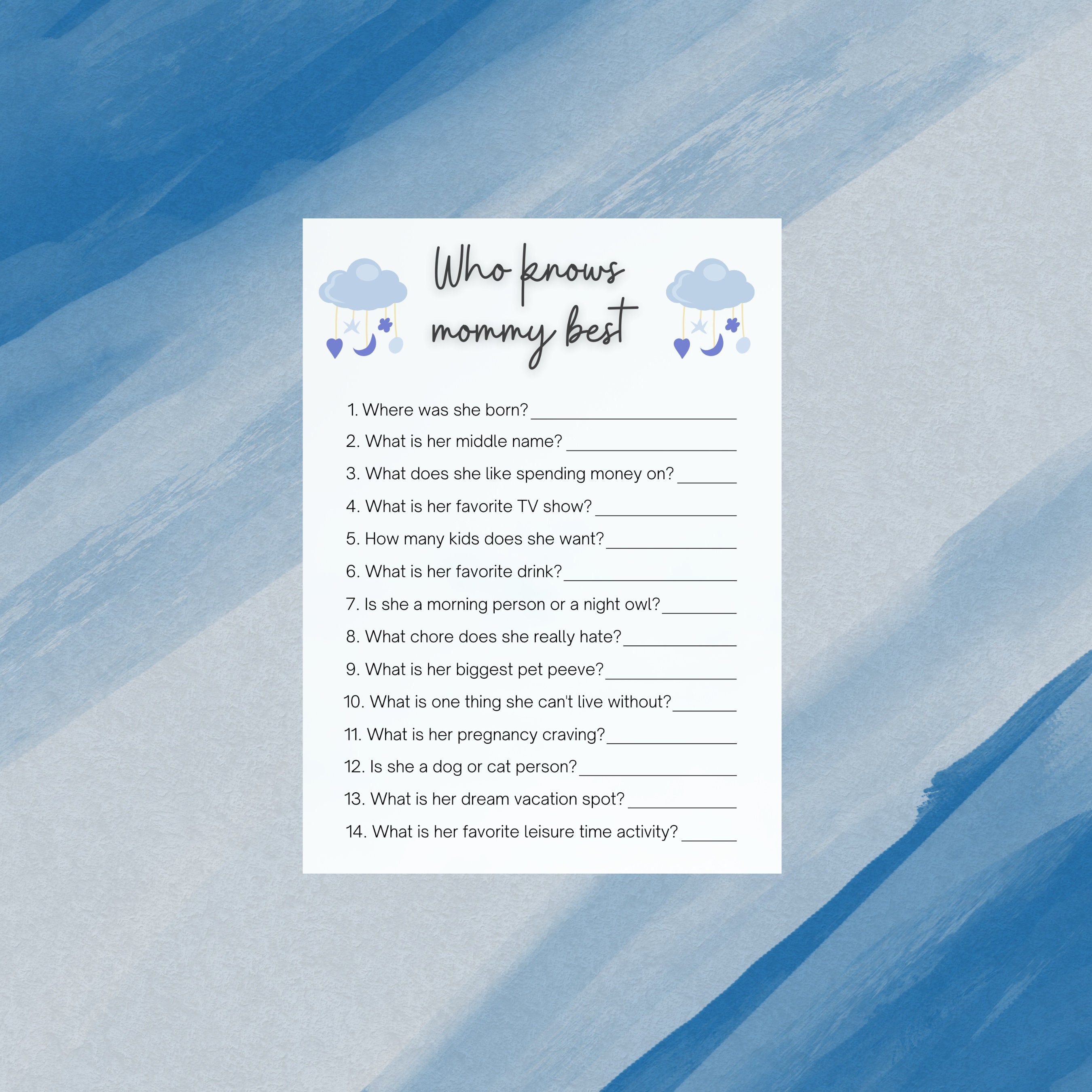 Who Knows Mommy Best Baby Shower Game How Well Do You Know - Etsy