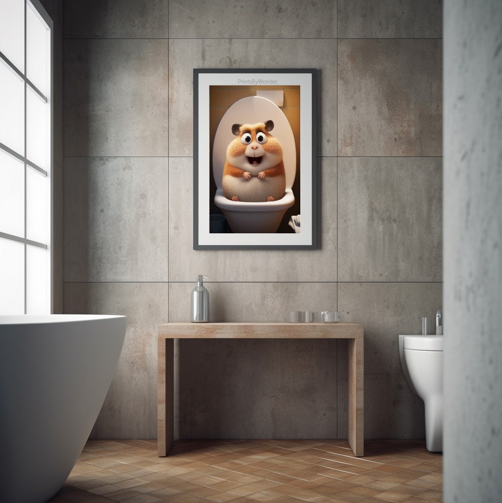Funny Hamster Poster Printable Animal Funny Hamster in Toilet Poster ...