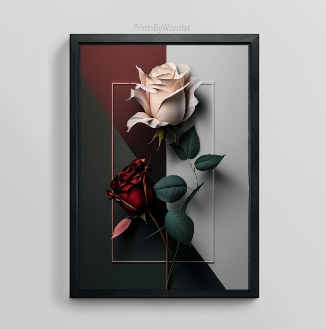 Rose Flower Poster Printable Digital Minimalist Flower Rose Poster ...