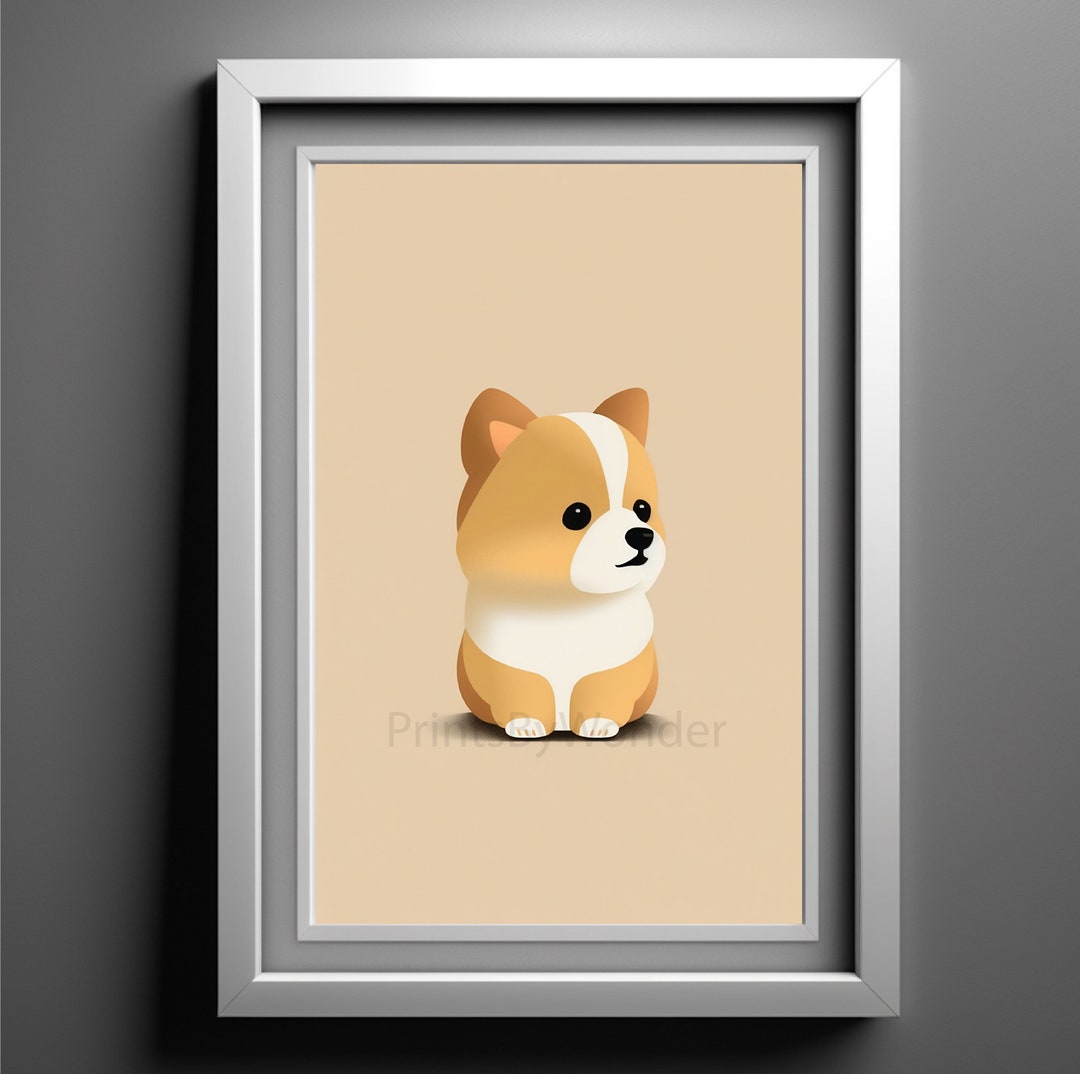 Cute Dog Poster Beige Background Poster Minimalist Poster Dog Wall Art ...