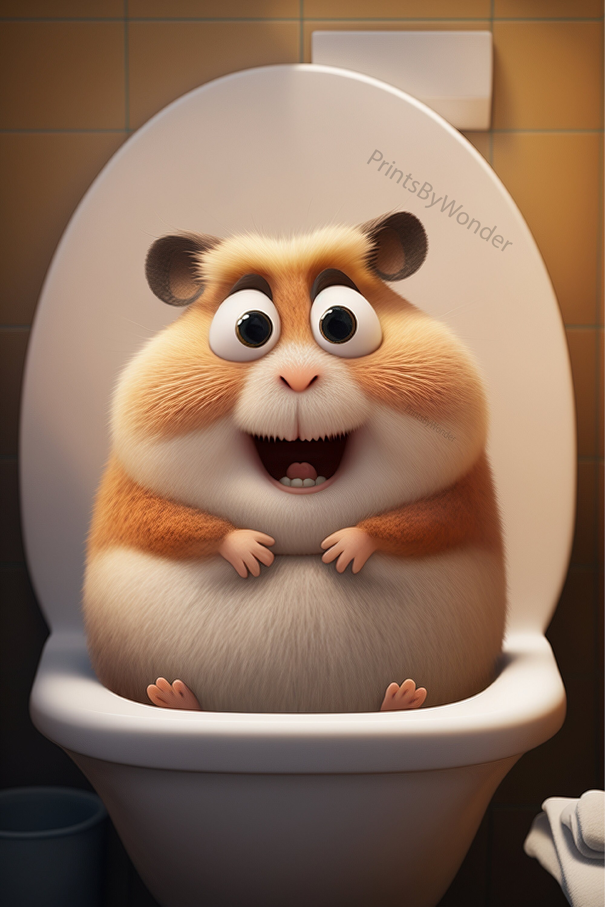 Funny Hamster Poster Printable Animal Funny Hamster in Toilet Poster ...
