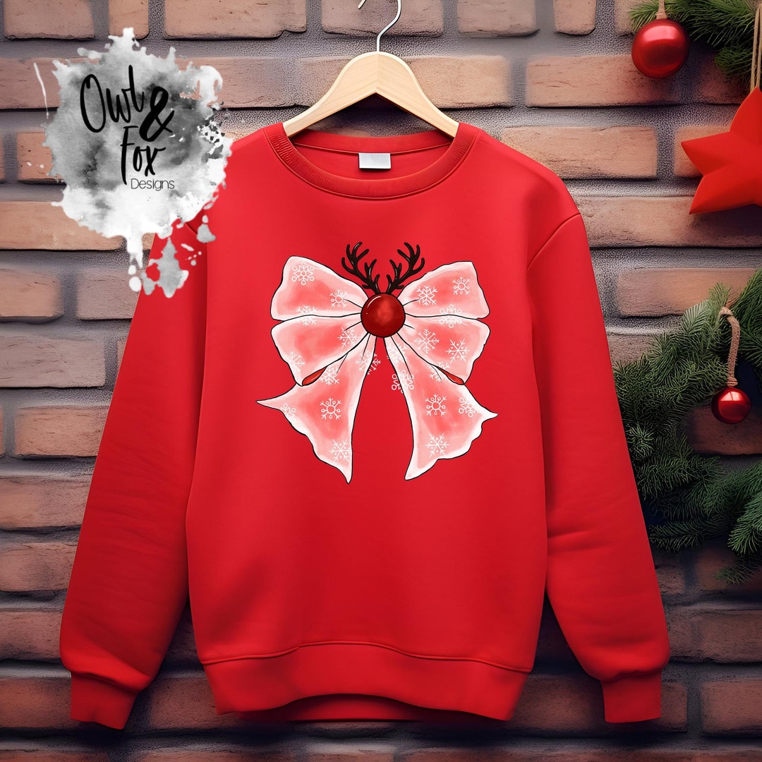 Festive Christmas Croquet Bow Sweatshirts Set 2 - Christmas Sweatshirt ...