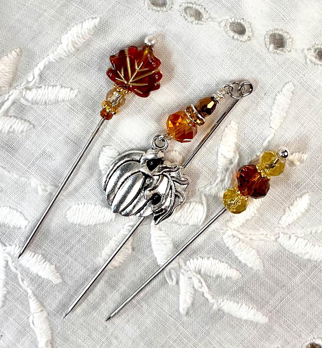 Autumn Themed Pumpkin Decorative Pins Counting Pins Cross Stitch ...