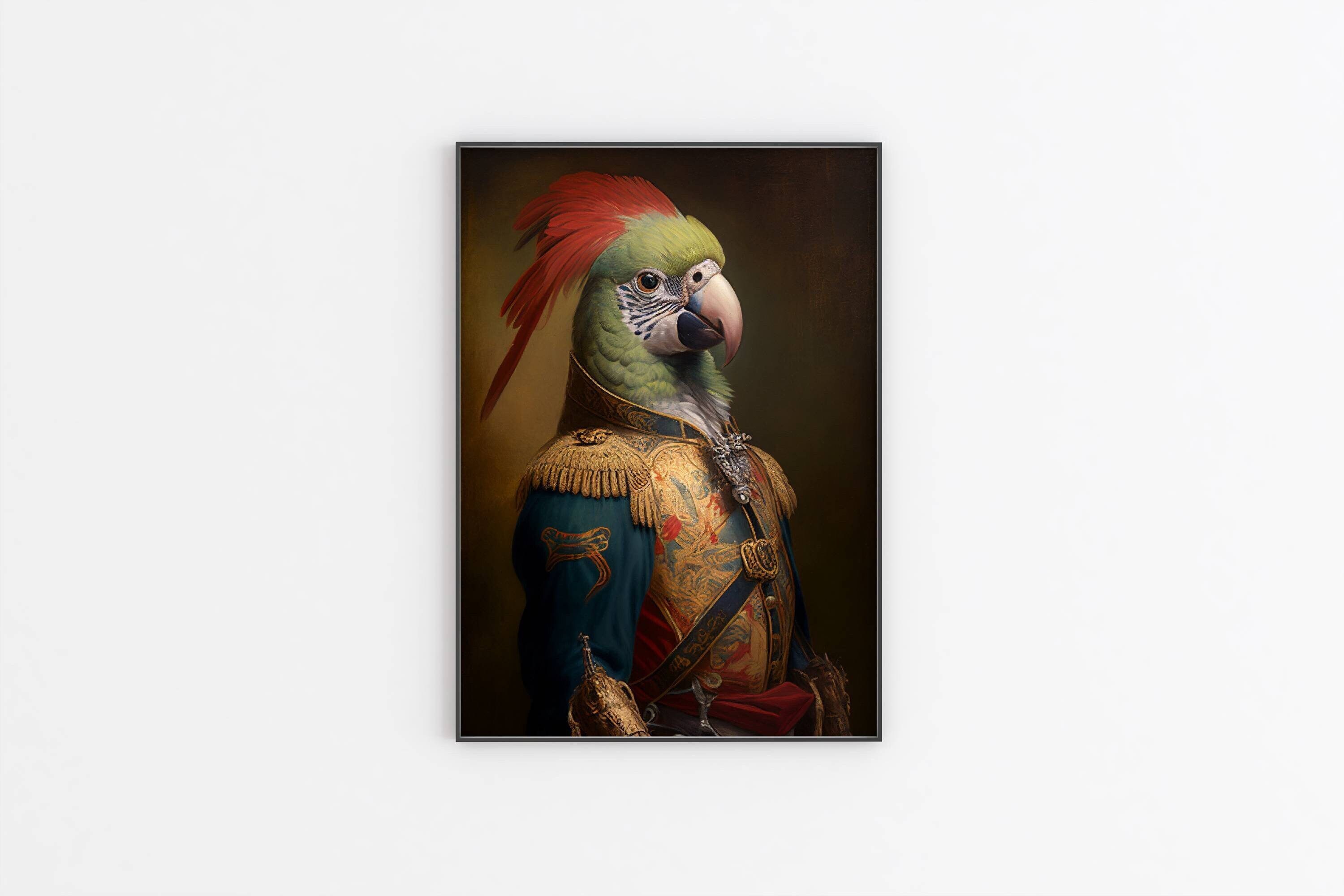 Royal Parrot Portrait Pet Petportrait Animal Bird Medieval Funny Print ...