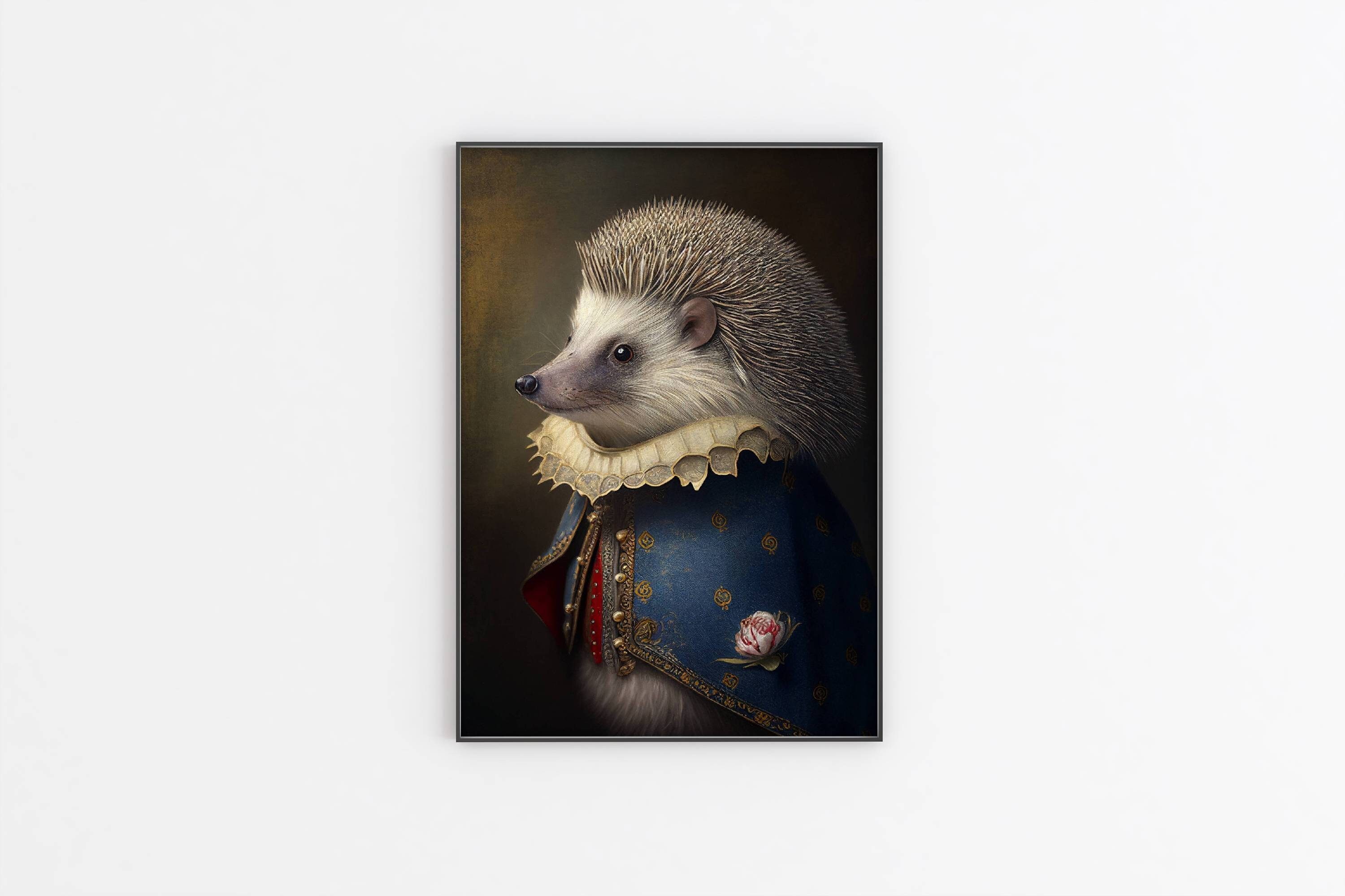 Royal Hedgehog Portrait Animal Medieval Funny Noble Classy Print ...