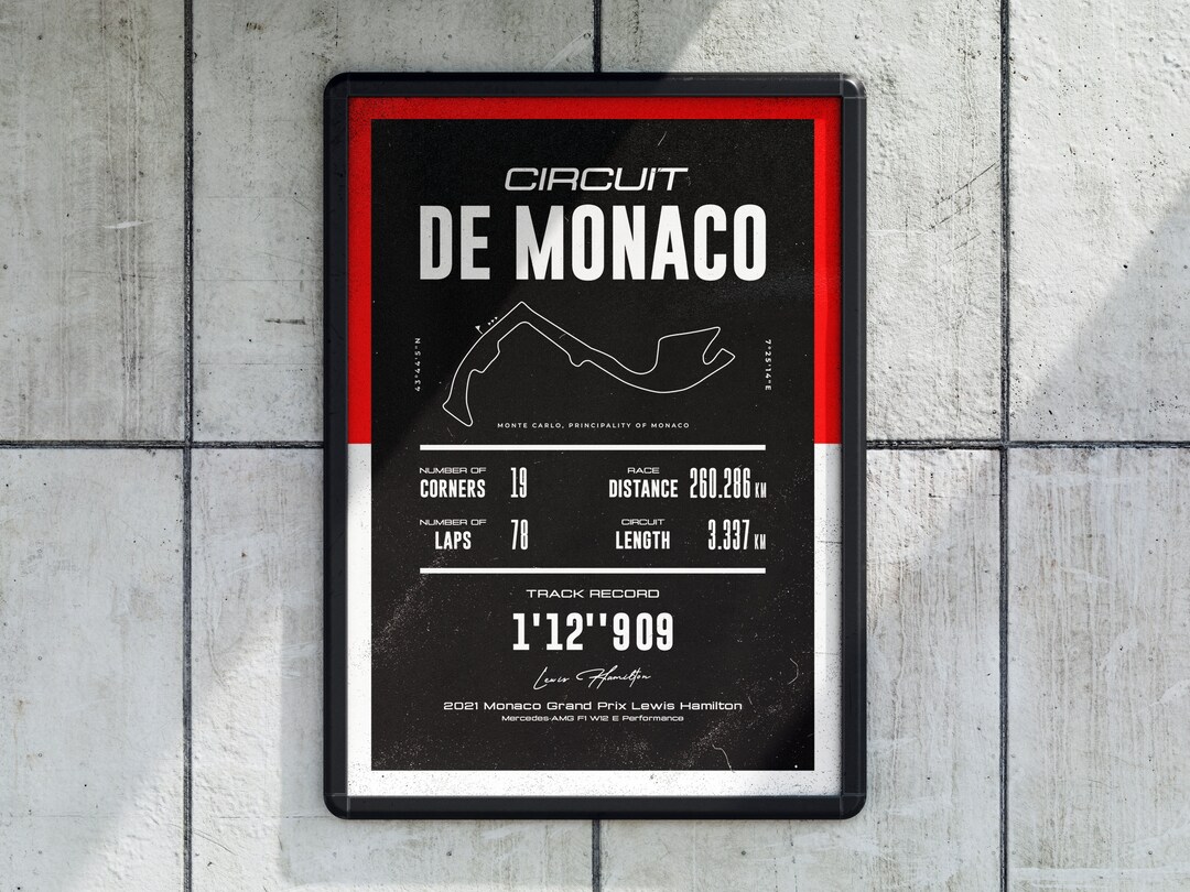 Circuit De Monaco Wall Art, Monaco Grand Prix Poster, Monaco Track ...