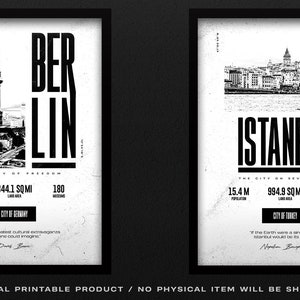 Set of 5 Printable City Wall Art Poster, City Posters, Digital ...