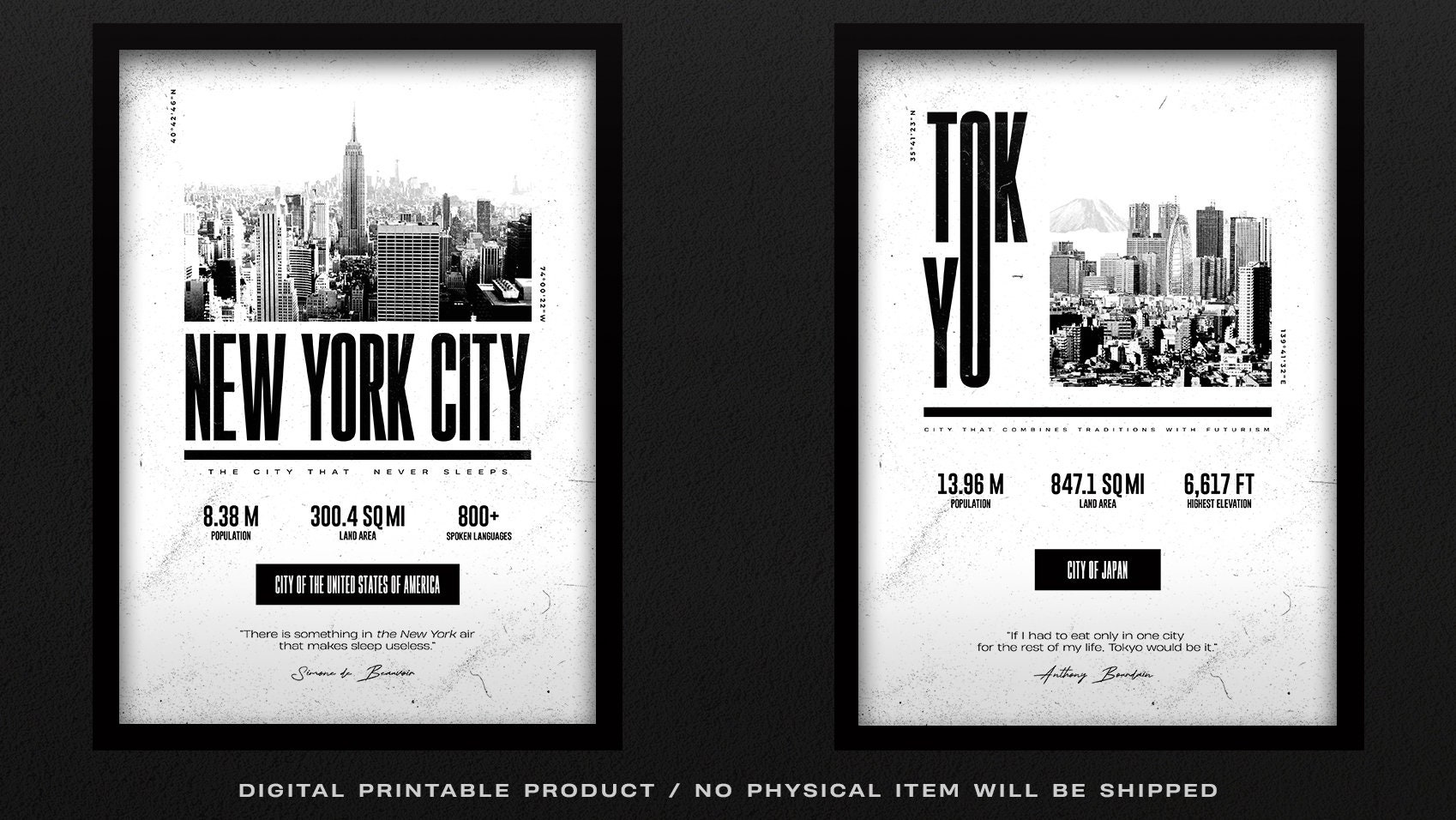 Set of 5 Printable City Wall Art Poster, City Posters, Digital ...