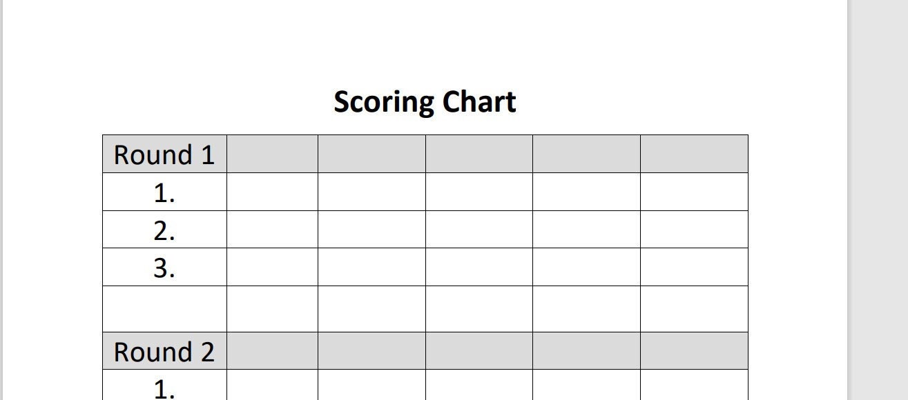 Score Card Printable for Games - Etsy