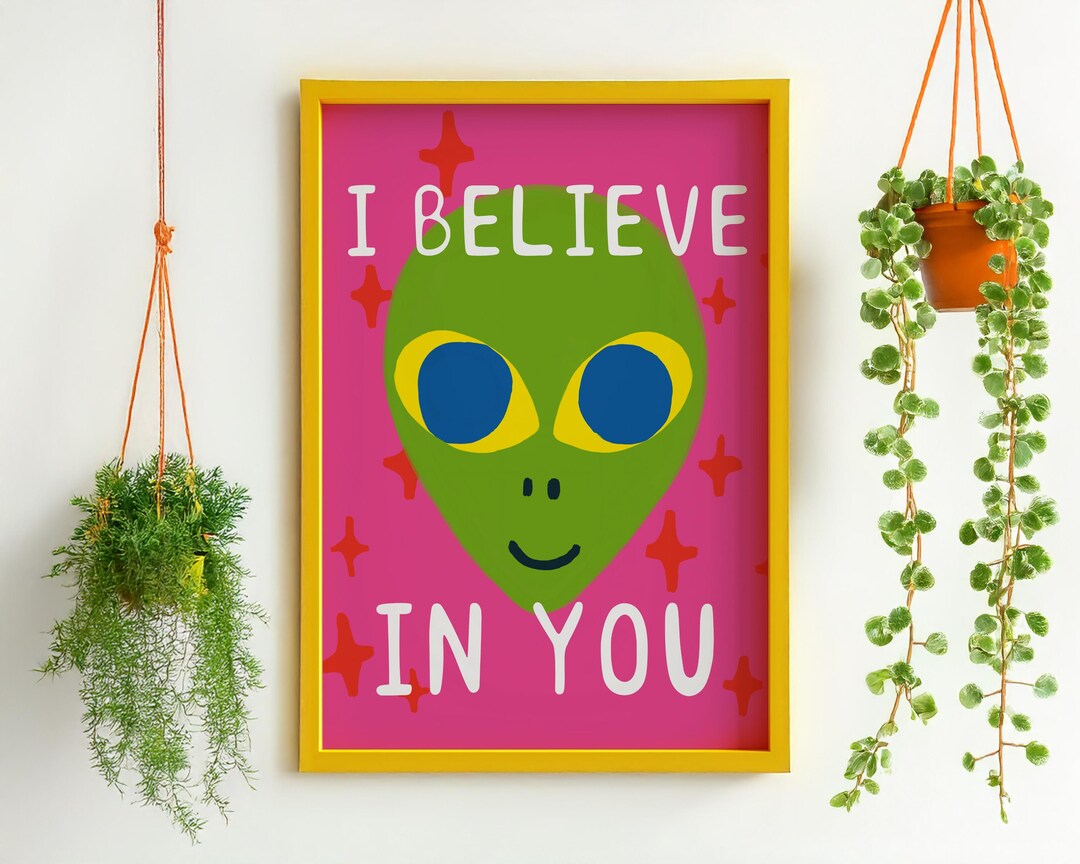Cute Alien Poster Digital Download | Playful Alien Wall Art | Dopamine ...