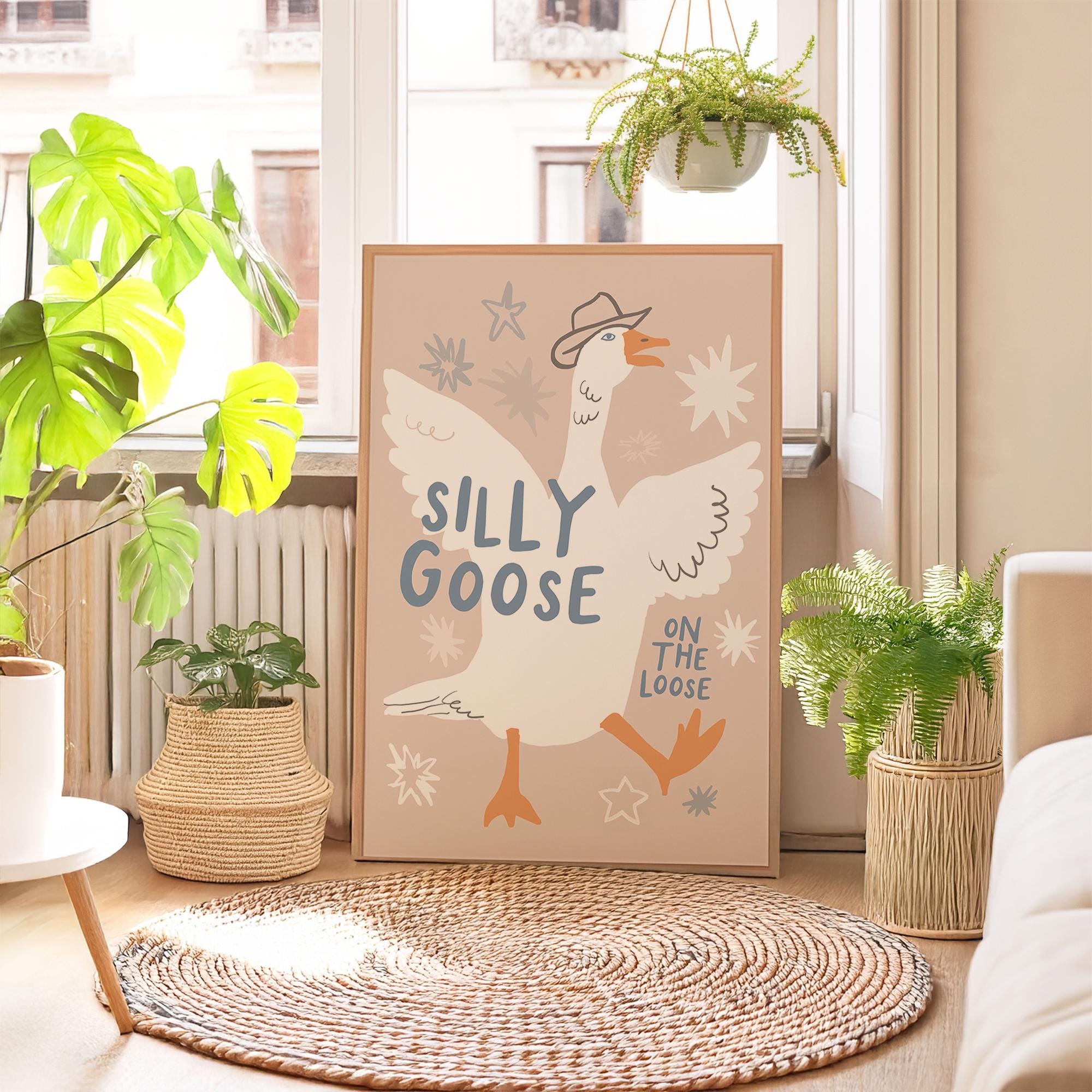 Silly Goose Digital Art Print | Goose Poster for Nursery or Playroom ...