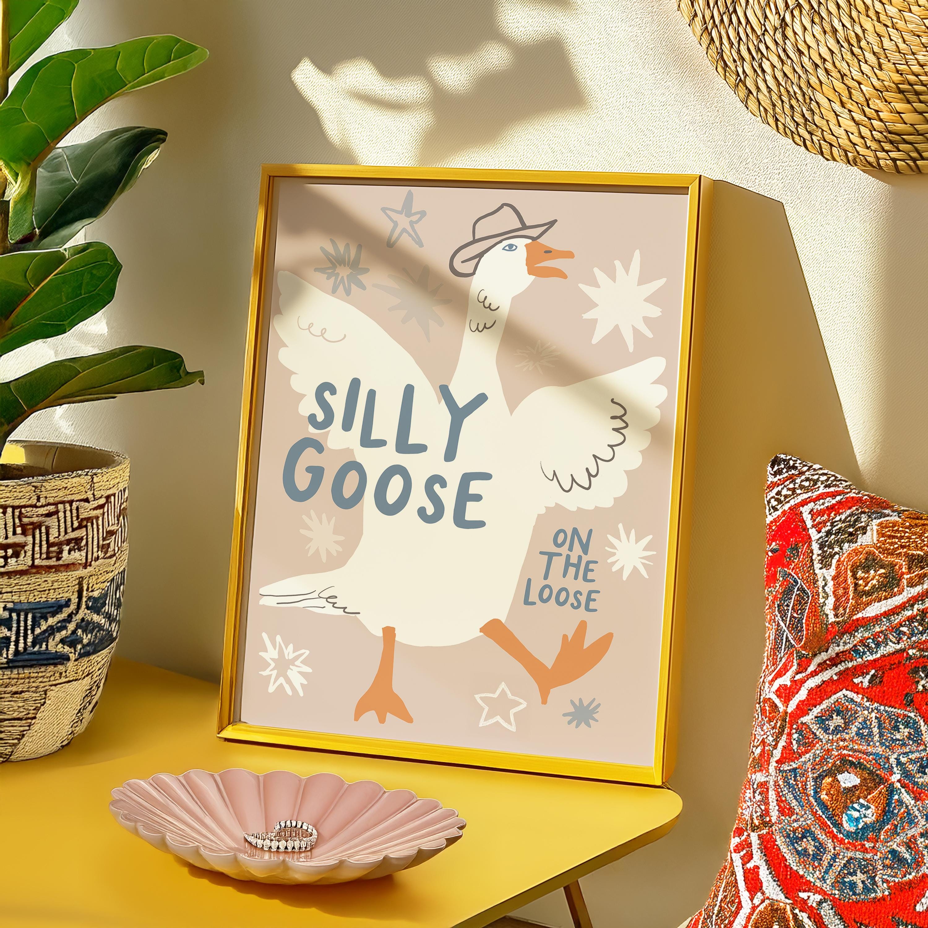 Silly Goose Digital Art Print | Goose Poster for Nursery or Playroom ...