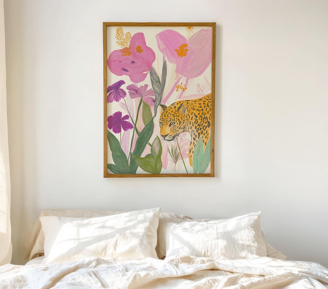 Leopard in Floral Paradise Art Print | Jungalow Animal Wall Decor ...