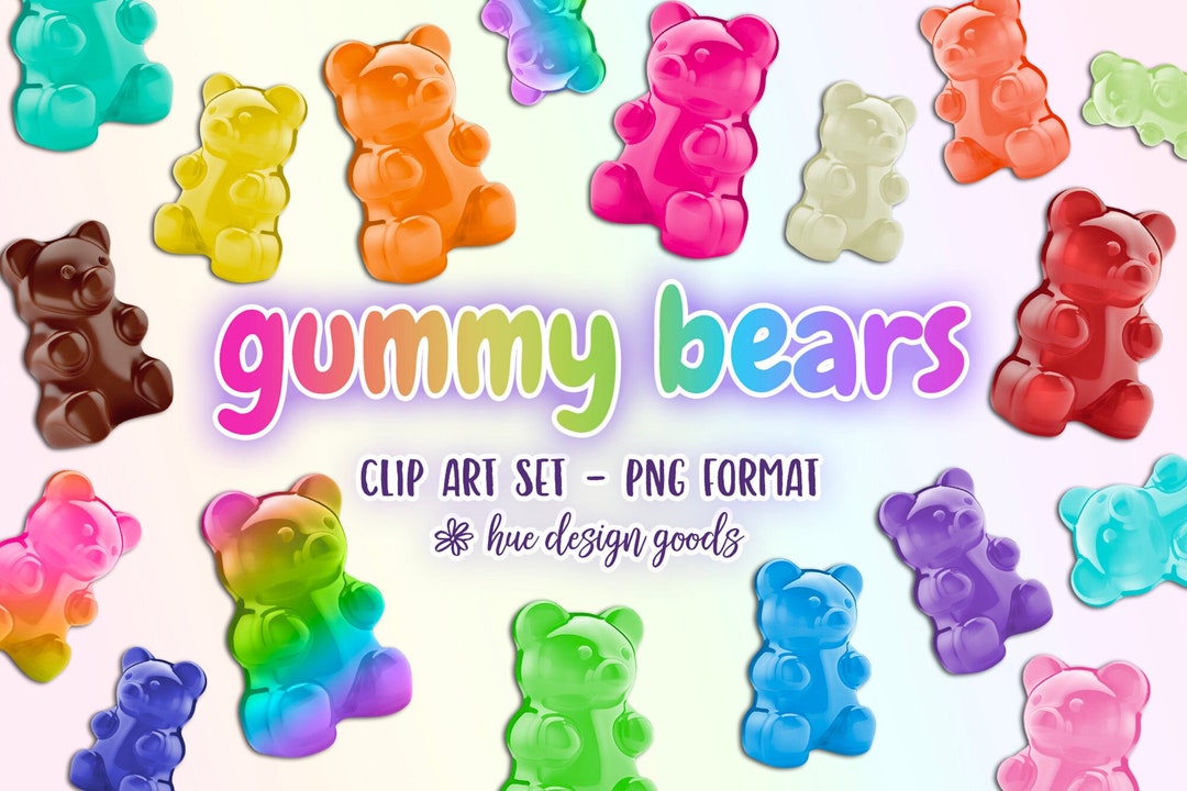 Cute Gummy Bears Clip Art Set Colorful Rainbow Candy Party Gummy Bear ...