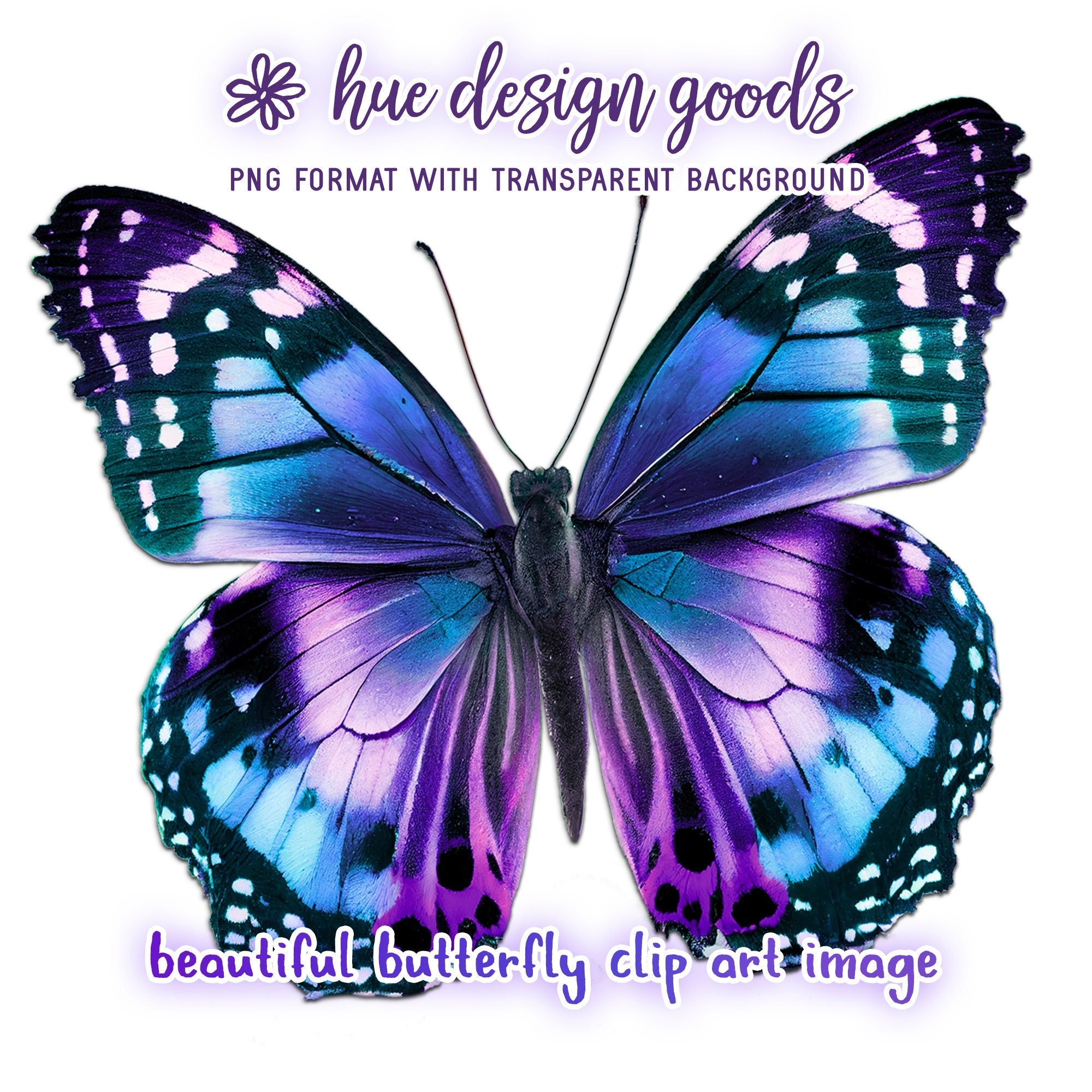 Beautiful Blue and Purple Butterfly Sublimation Clipart Image Realistic ...