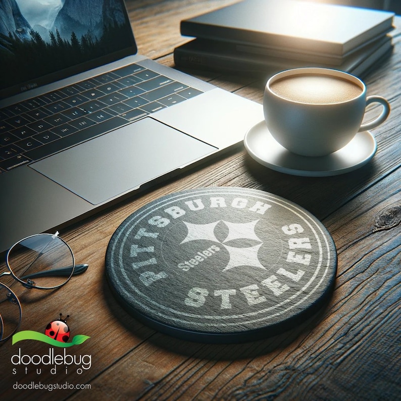 Pittsburgh Sports Team Coaster, Black and White Drink Mat, Football Fan ...