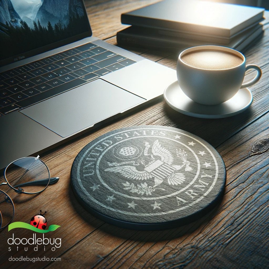 United States Army Emblem Slate Coaster, Patriotic Drinkware Accessory ...