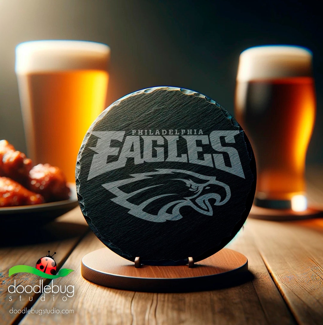 Philadelphia Football Team Coaster, Monochrome Sports Drinkware, Round ...