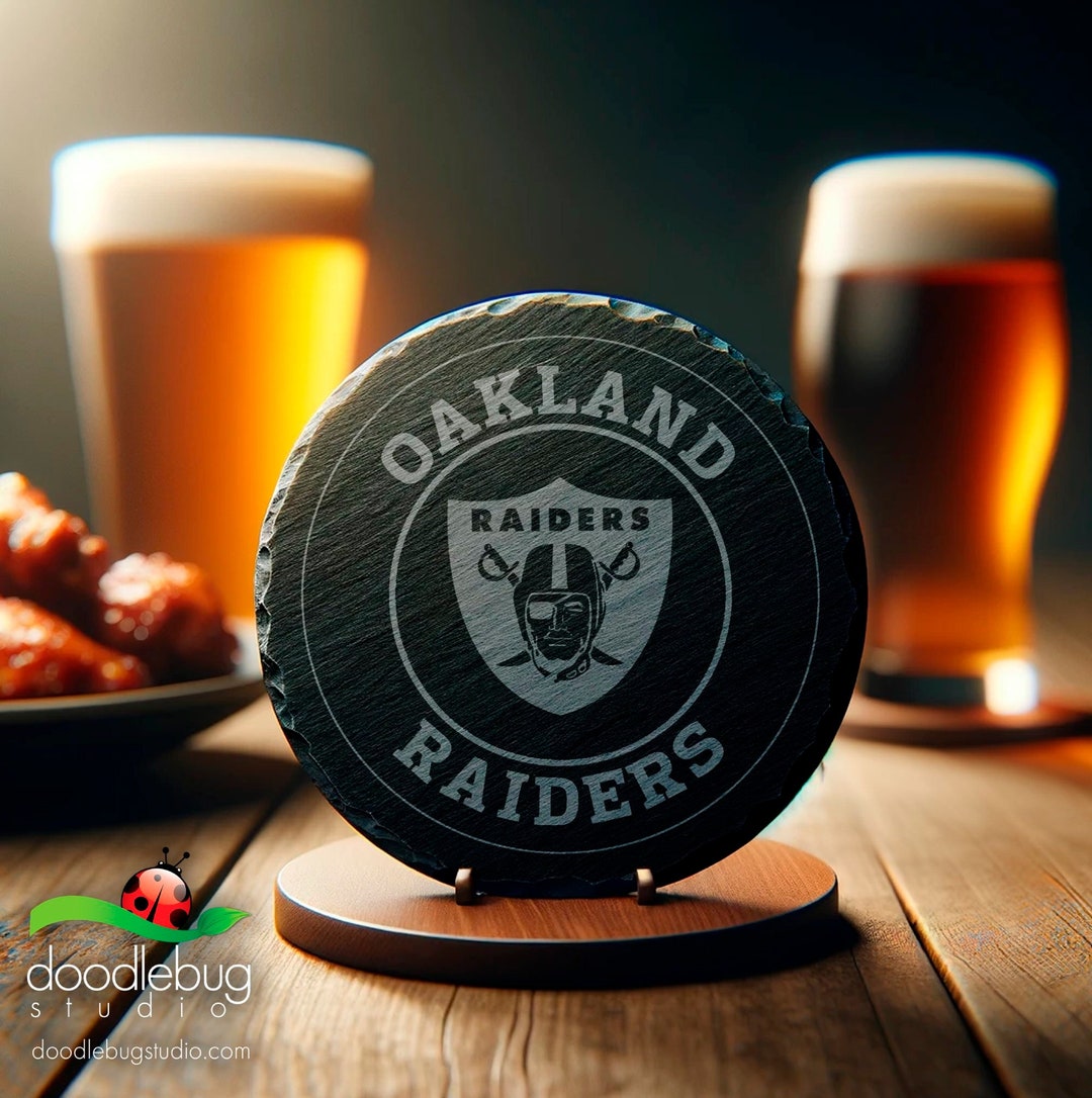Football Team Coaster, Black and White Sports Logo, Man Cave Bar Decor ...