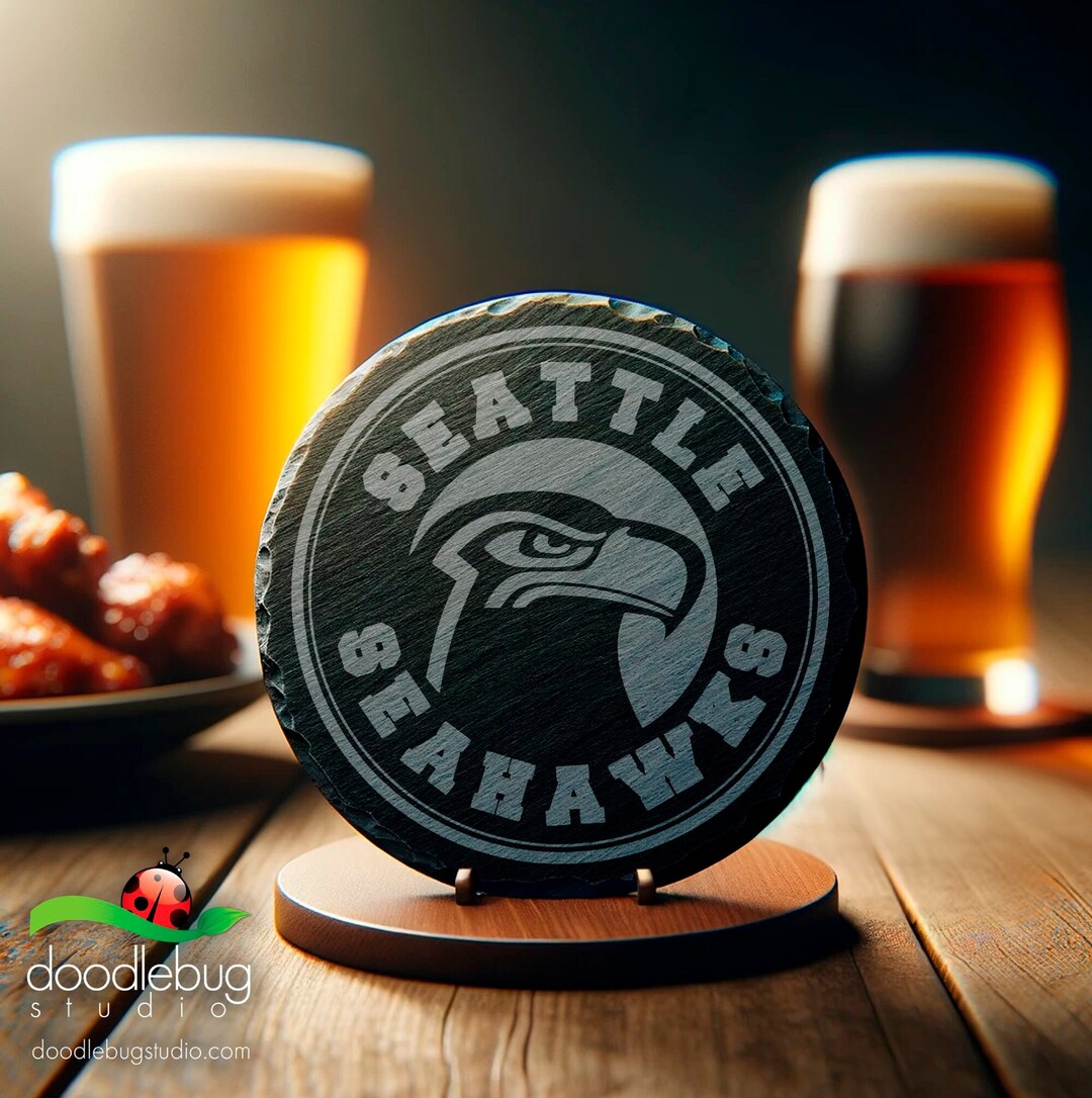 Seattle Seahawks Inspired 4" Coaster, Sports Team Engraved Drinkware ...
