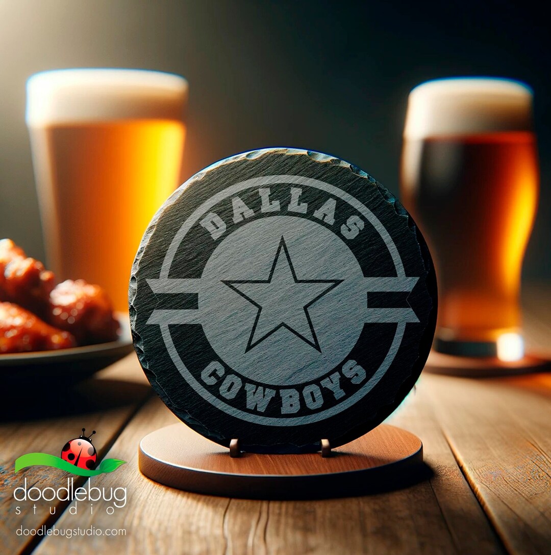 Sports Team Coaster, Dallas Star Design, Football Fan Gift, Black and ...