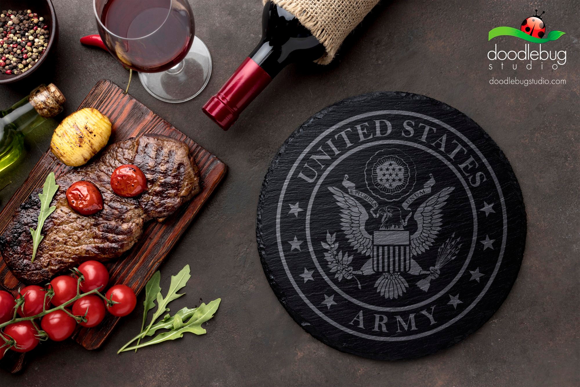 United States Army Emblem Slate Coaster, Patriotic Drinkware Accessory ...