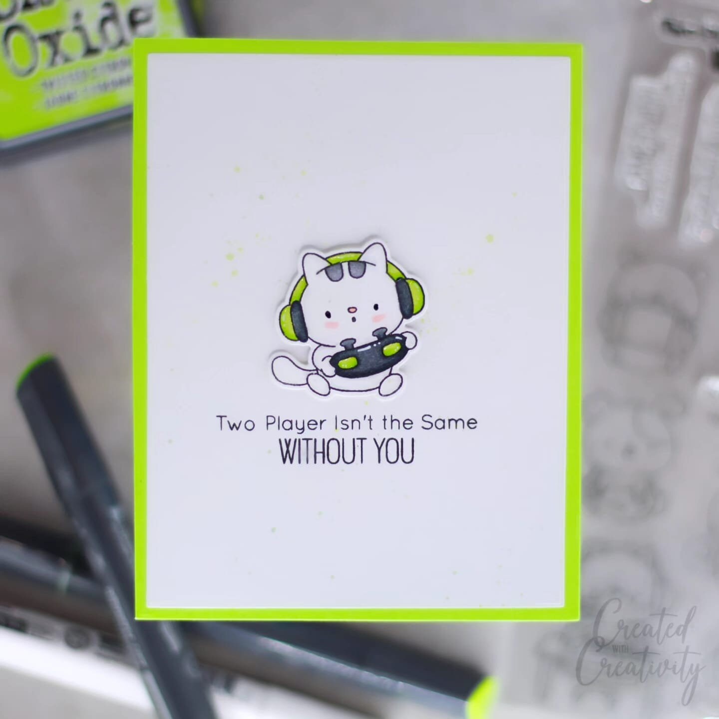 Cute Gamer Cat Greeting Card | Two Player Isn't the Same Without You ...