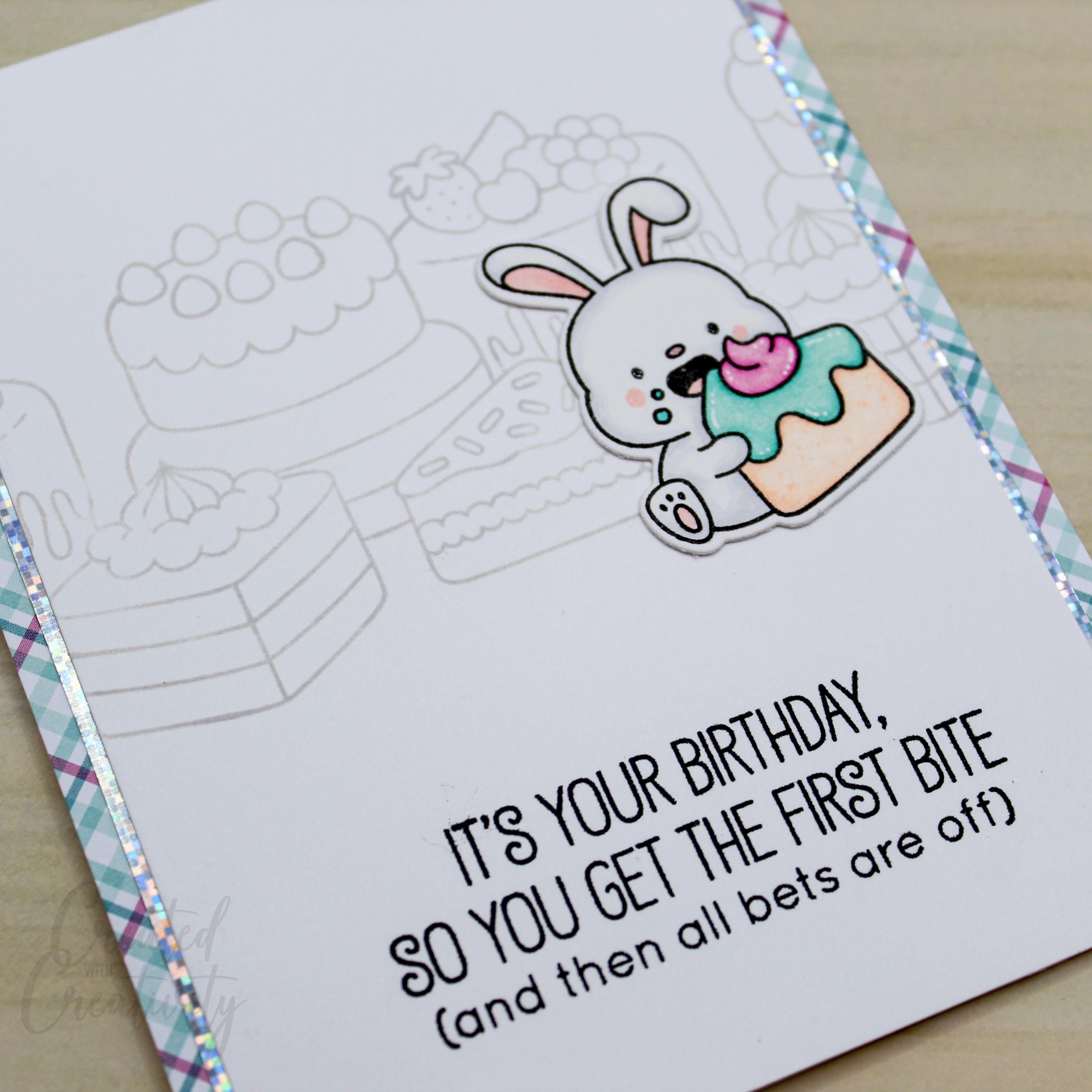 Cute Bunny Birthday Card Birthday Celebration Adorable Animal Card Cake ...