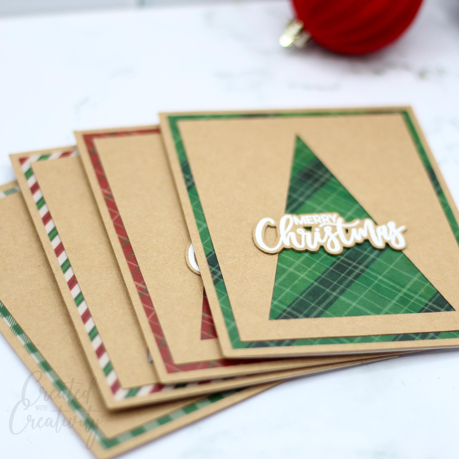 Set of 4 Rustic Christmas Cards | Handmade Kraft Holiday Cards With ...
