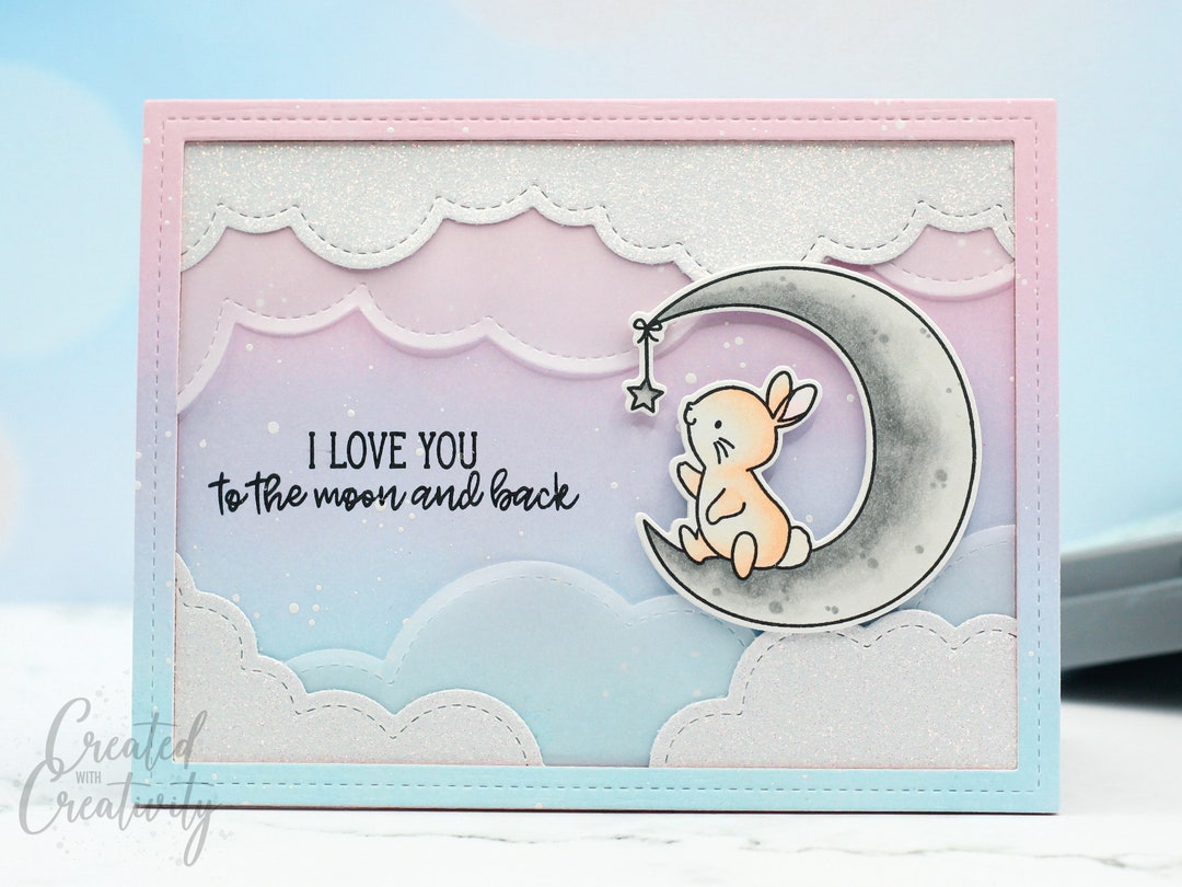 I Love You to the Moon & Back Handmade Bunny Card | Birthday Card ...