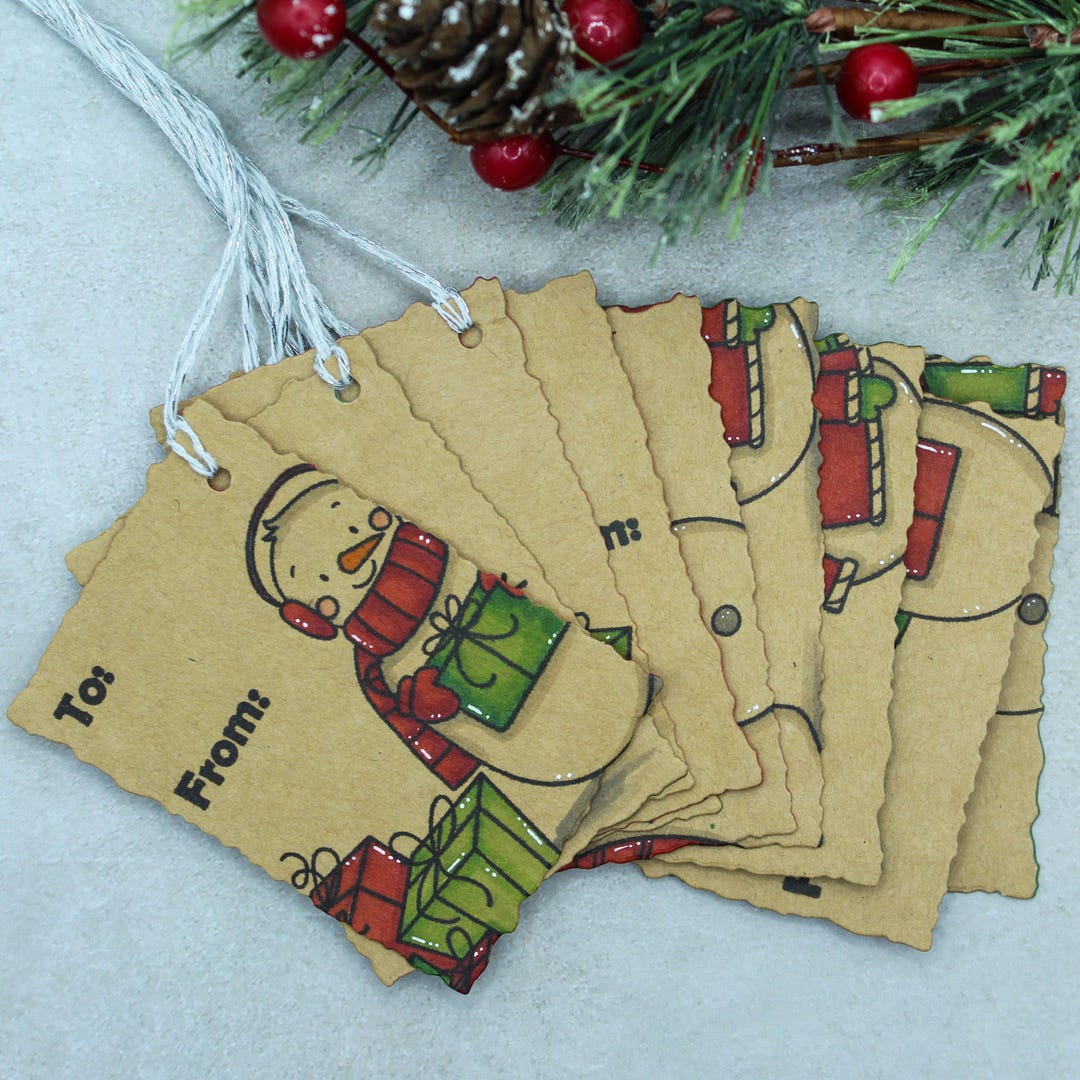 Rustic Snowman Christmas Gift Tags | Set of 10 Holiday Tags | Gift Tags ...