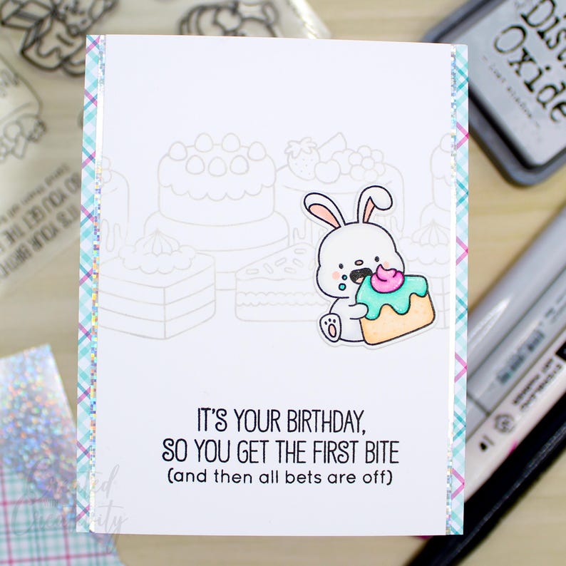 Cute Bunny Birthday Card Birthday Celebration Adorable Animal Card Cake ...
