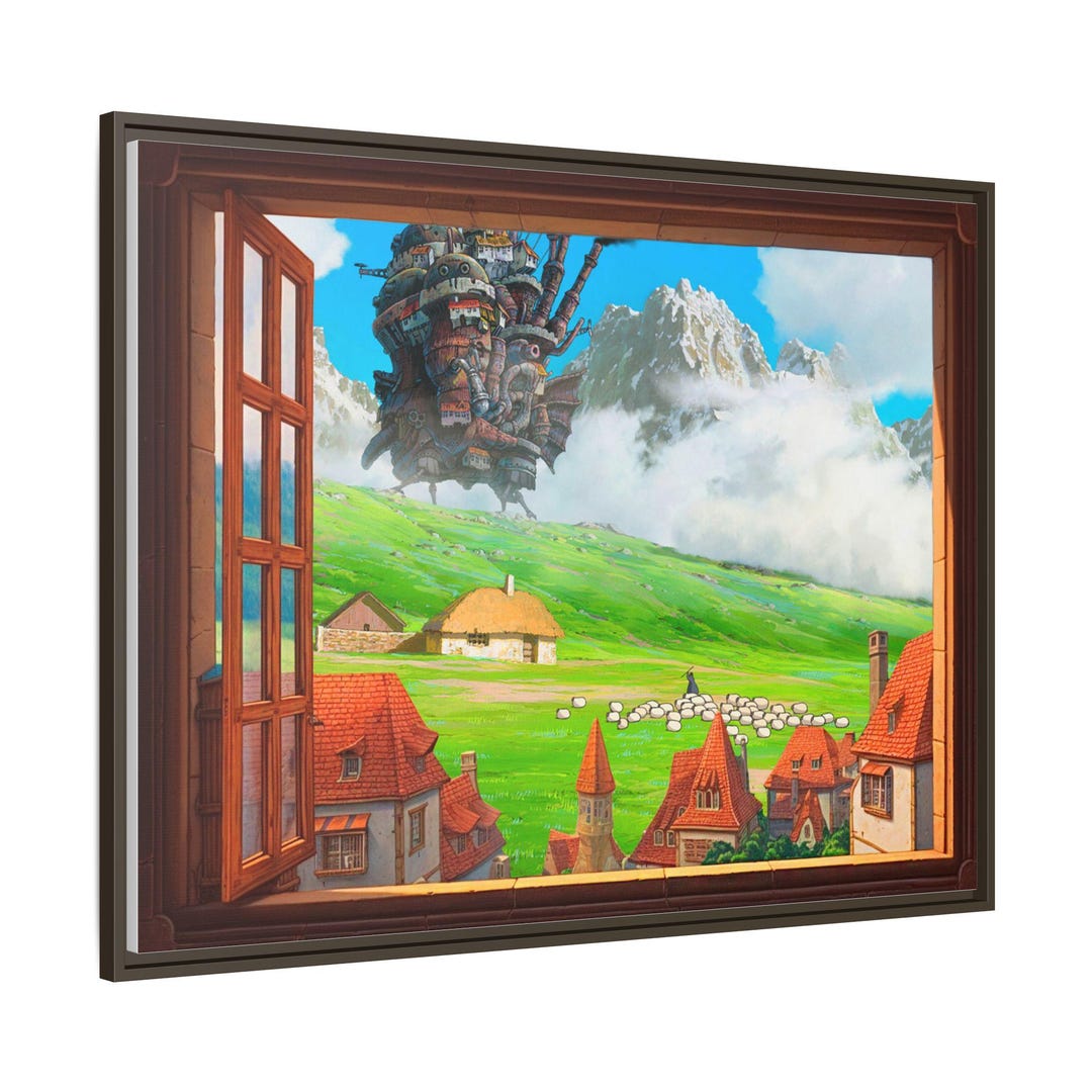 Canvas Art, Howl's Moving Castle Window View Studio Ghibli Art, Matte ...
