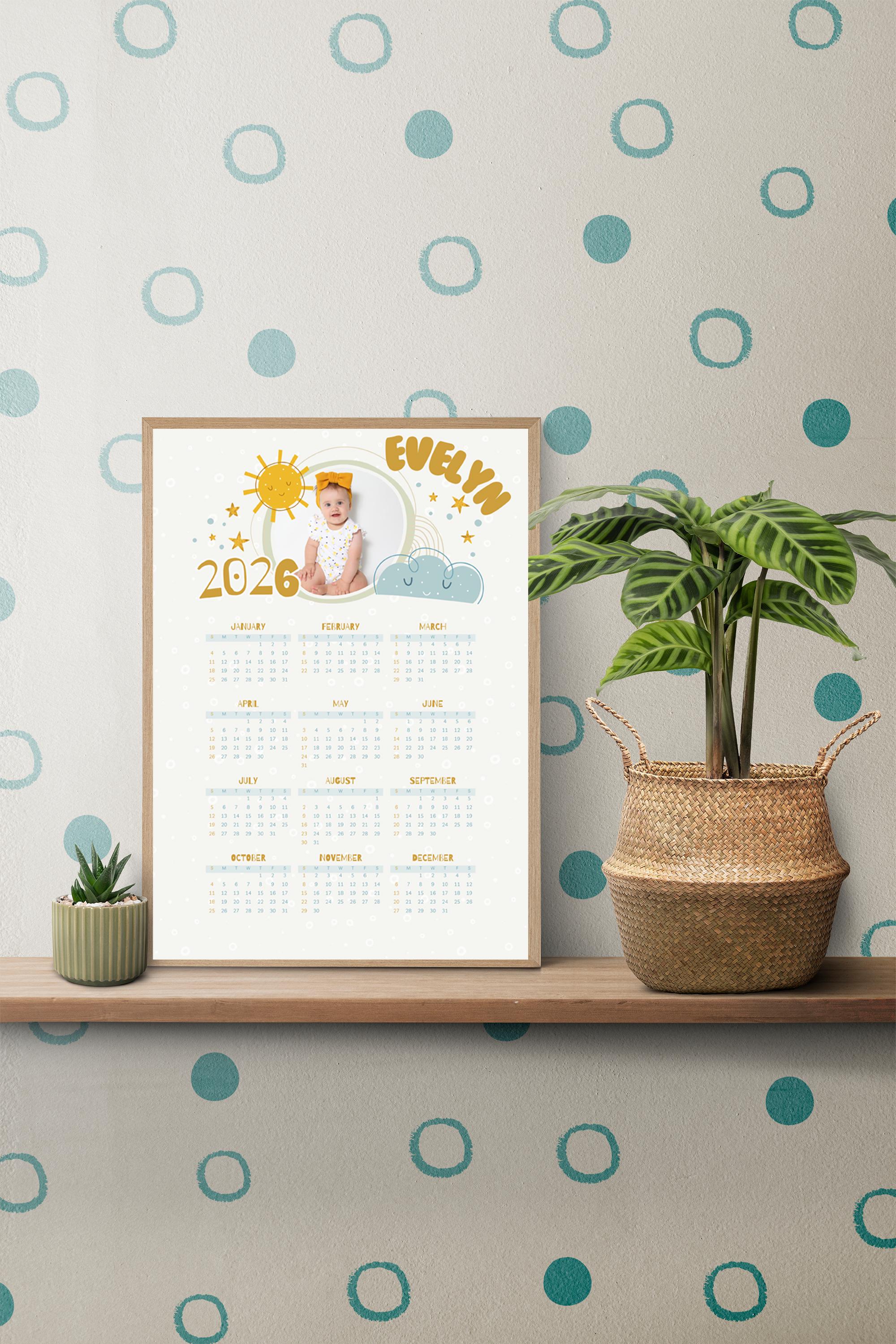 Personalized Kids Photo Calendar 2026 • Custom Canvas Print - Etsy