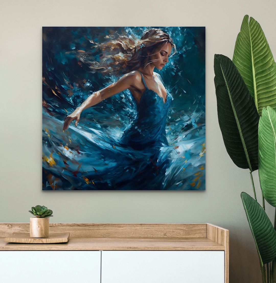Woman Underwater Painting, Canvas Art, Oil Painting, Canvas Print Ready ...