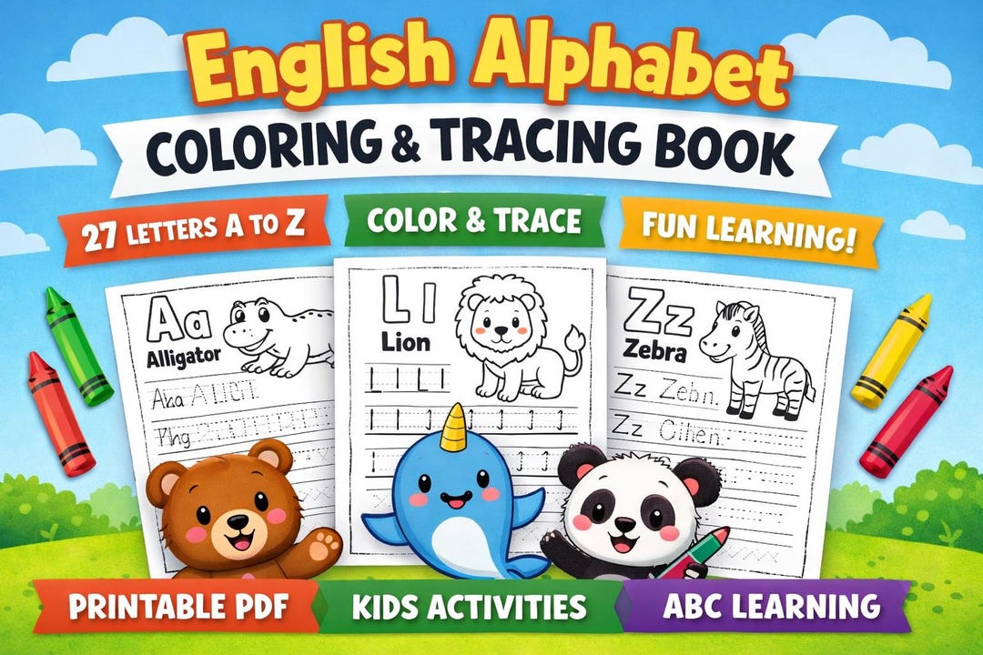 Alphabet Coloring & Tracing Book | ABC Printable Worksheets (PDF ...