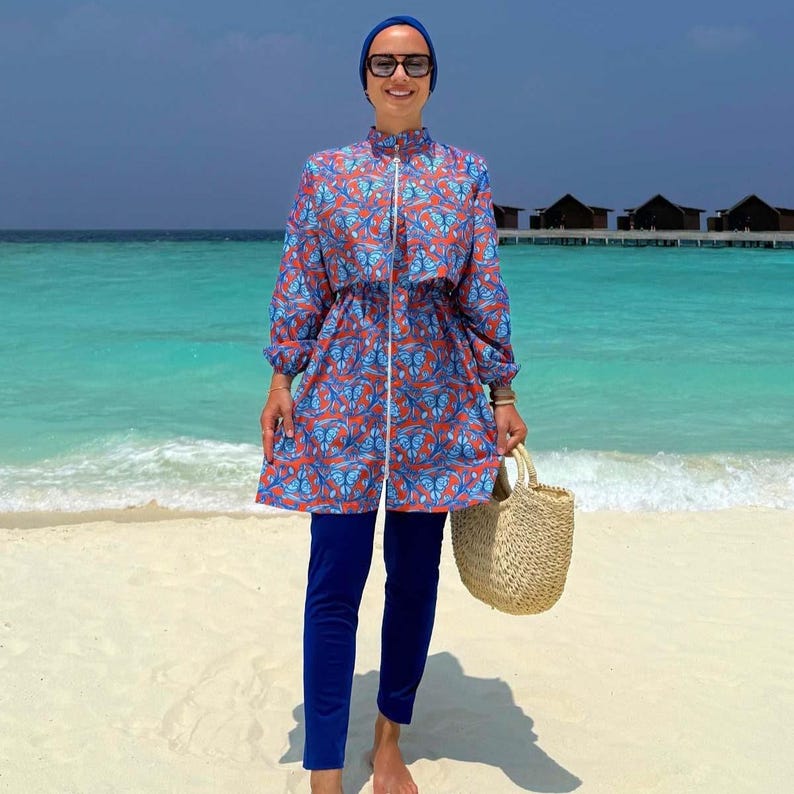Modest Swimsuit for Women in Saxe Blue – Fast-drying, Lightweight, Full ...