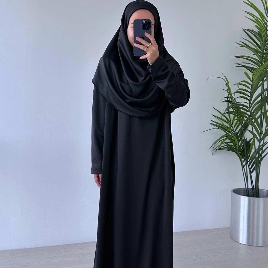 Modest One Piece Prayer Dress - Black Hijab Dress, Comfortable Islamic ...