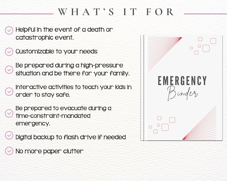 Digital Emergency Binder Planner Fillable Printable PDF, Life Binder ...