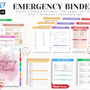 Digital Emergency Binder Planner, Fillable Printable PDF - Etsy