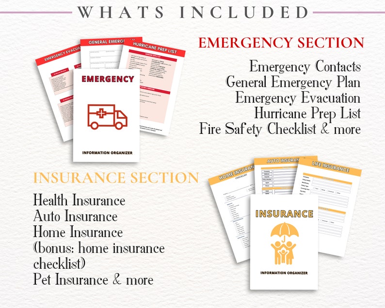 Digital Emergency Binder Planner, Fillable Printable PDF - Etsy