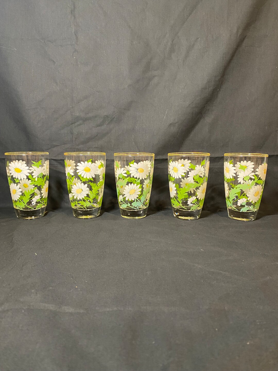 Rare Vintage Libbey Daisy Tumblers set of 5 - Etsy