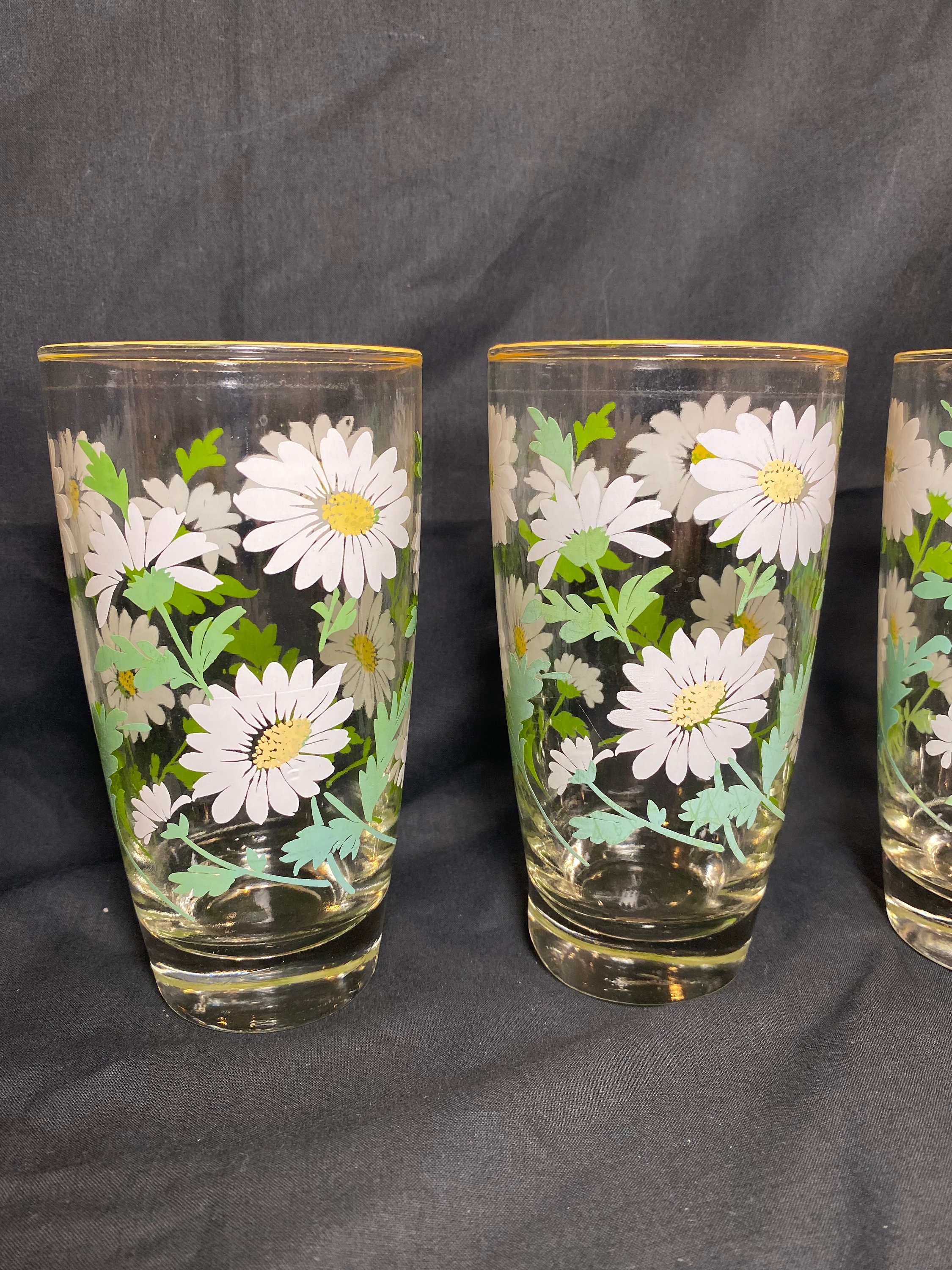 Rare Vintage Libbey Daisy Tumblers set of 4 - Etsy