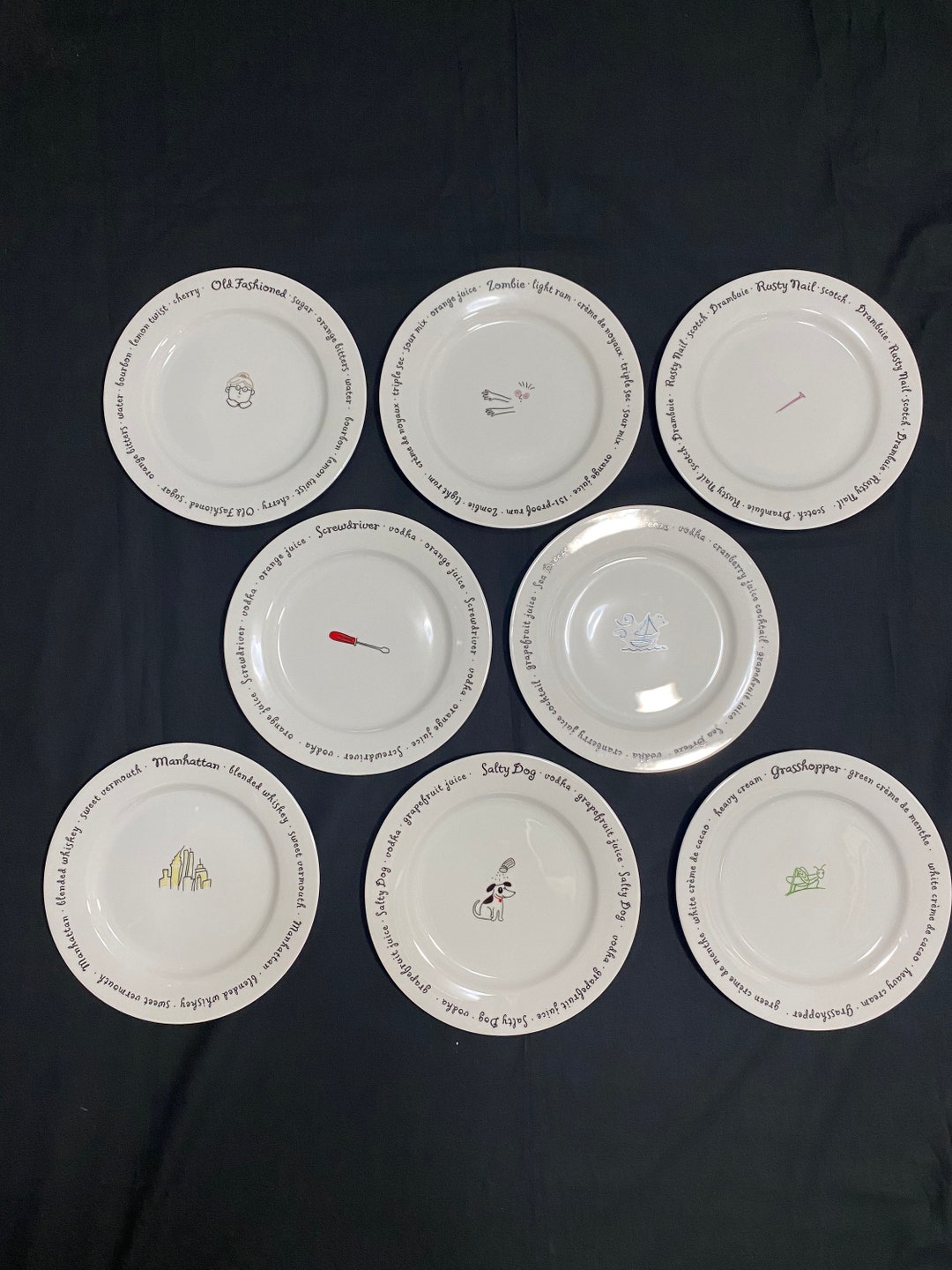 Pottery Barn Bar Lingo Dessert Plates (complete Set of 8) - Etsy