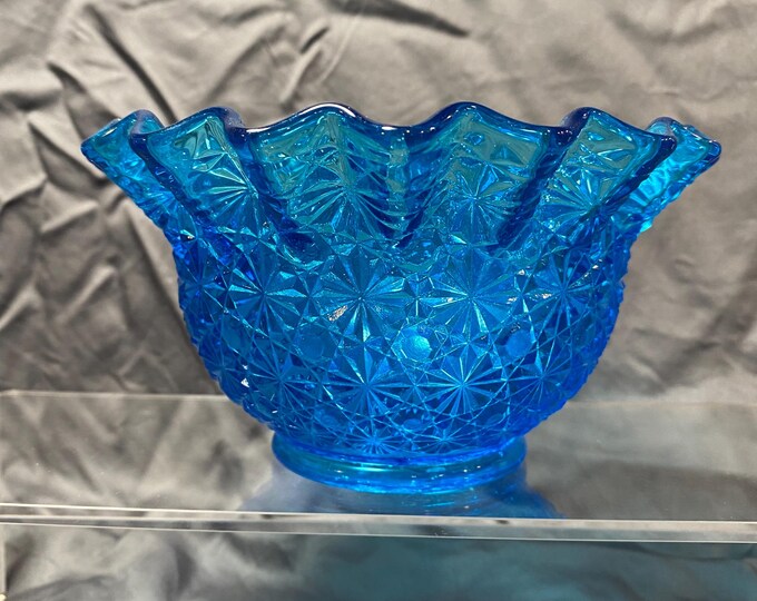 Colonial Blue Fenton Daisy and Button Ruffled Edge Rose Bowl - Etsy